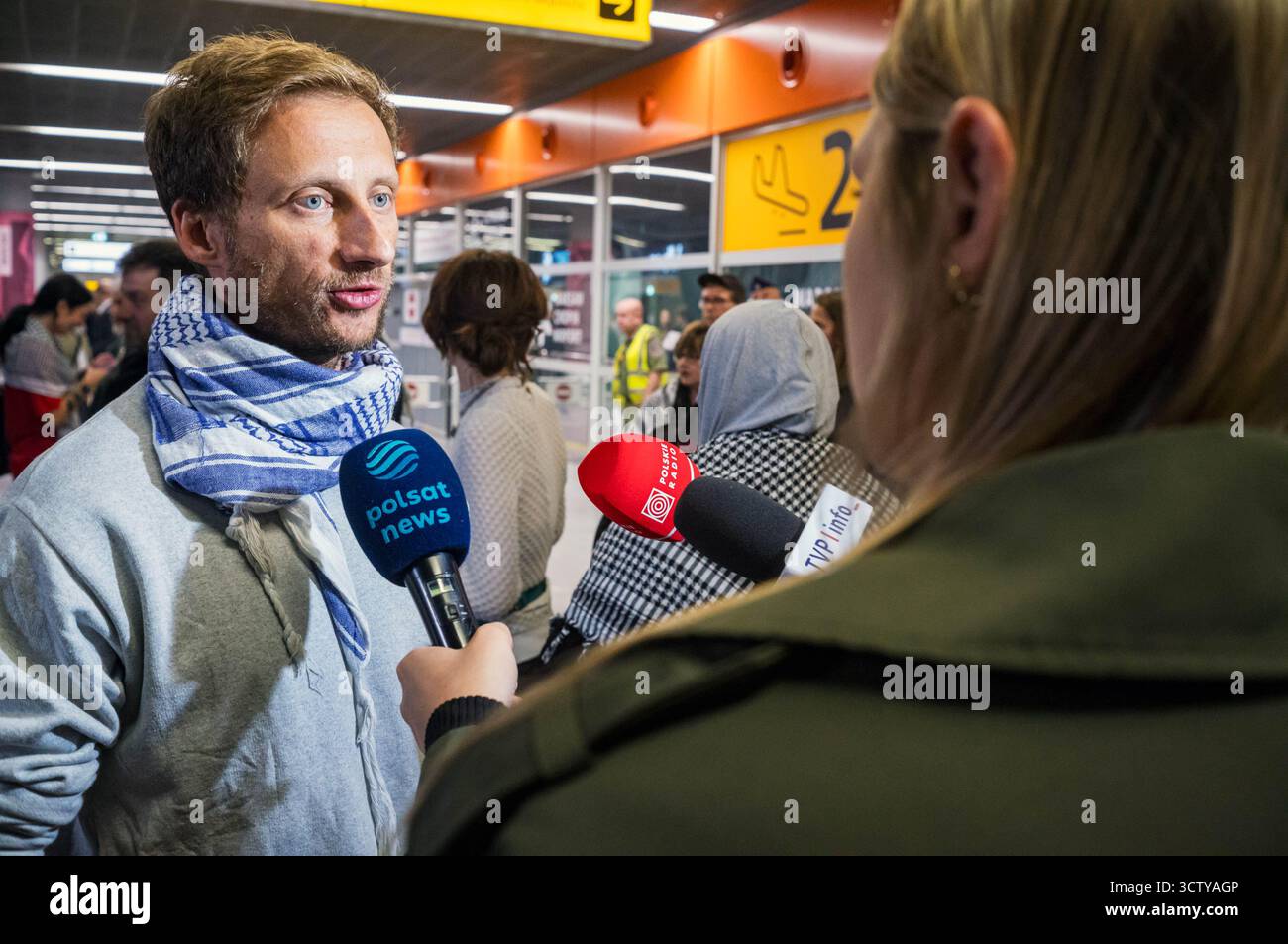 Polish member of Parliament Franek Sterczewski is interviewed by the ...