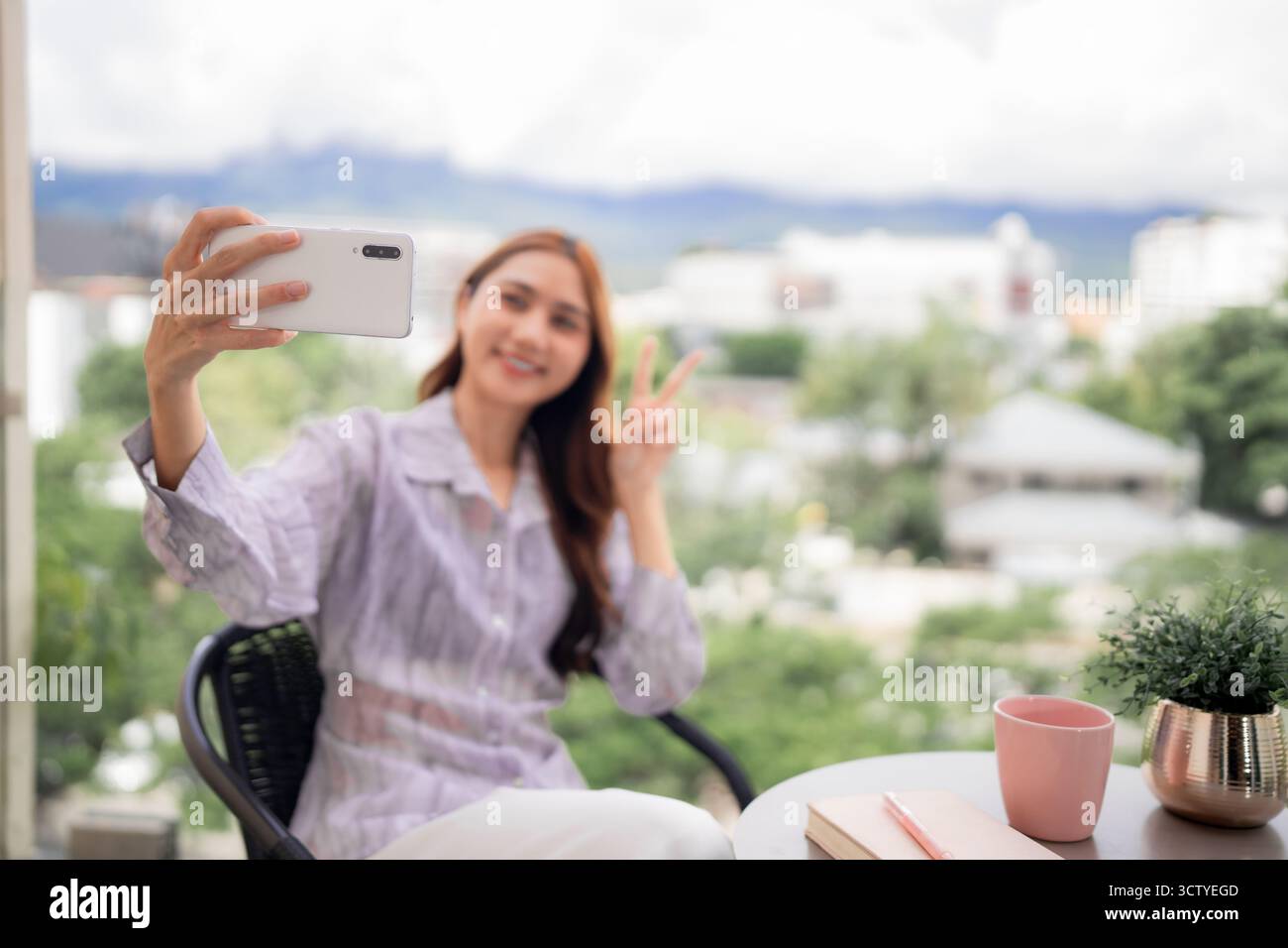 Handheld view young woman making hi-res stock photography and images ...