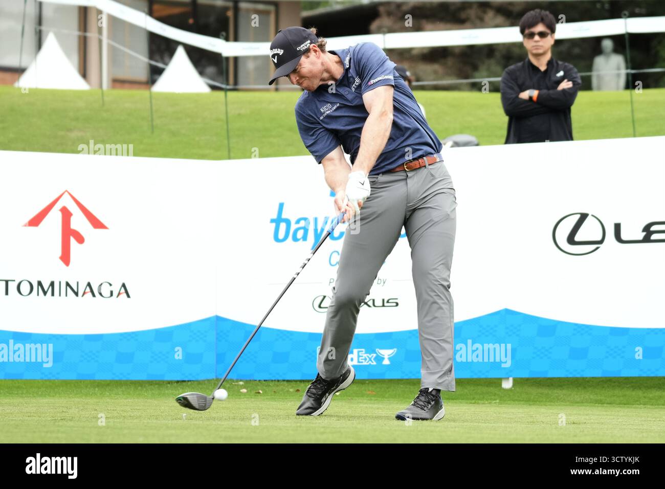 Max Greyserman of the U.S. tees off on the 17th hole during the first ...
