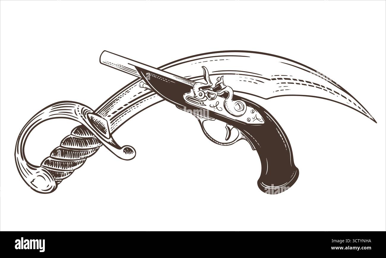 Flintlock musket engraving Stock Vector Images - Alamy