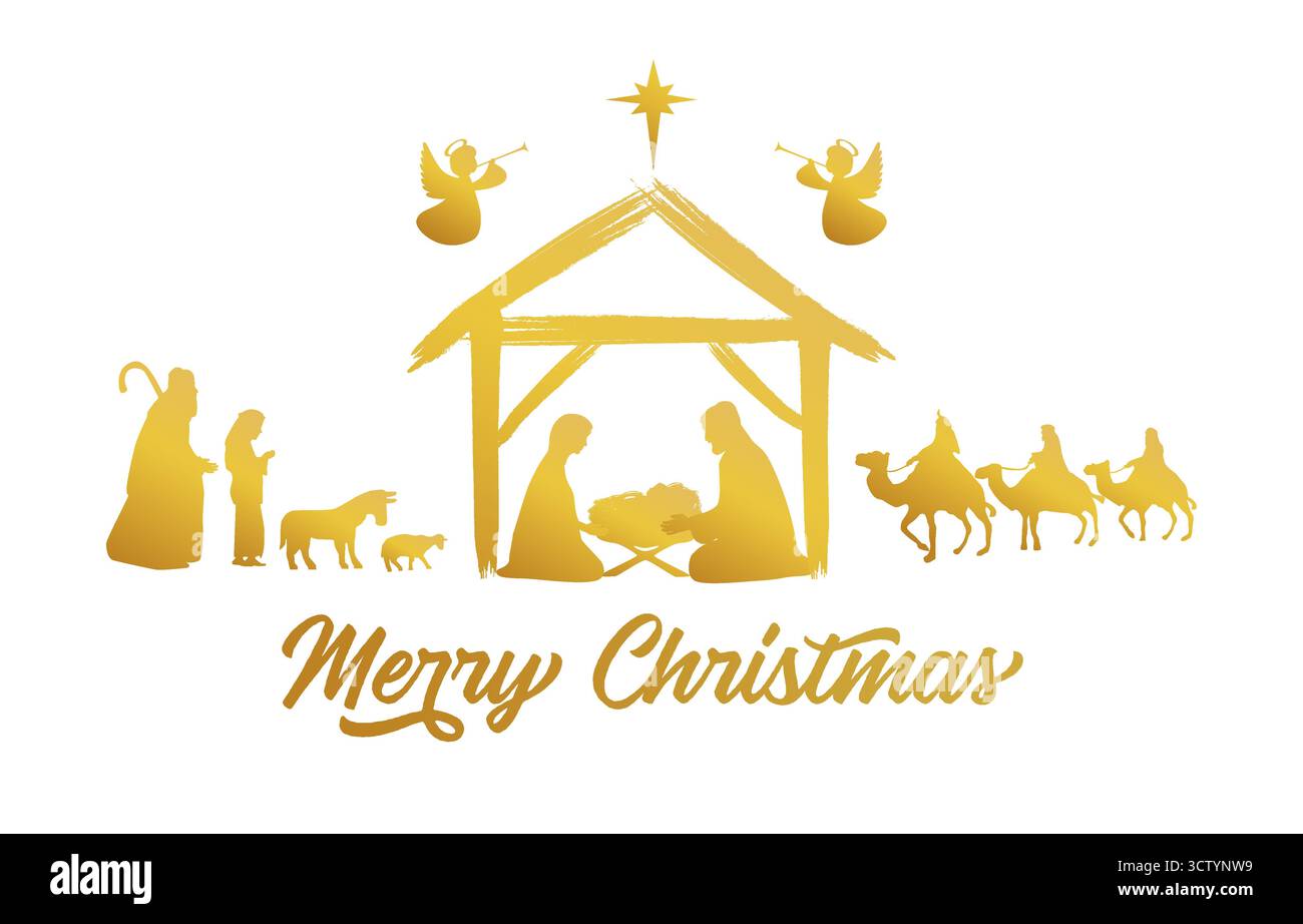 Merry christmas card three Stock Vector Images - Alamy