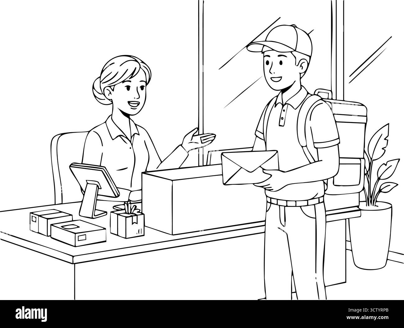 Postal service female courier Stock Vector Images - Alamy