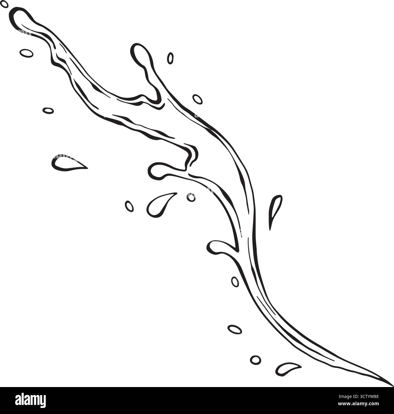 Clean linear vector illustration of liquid splashes symbolizing water ...