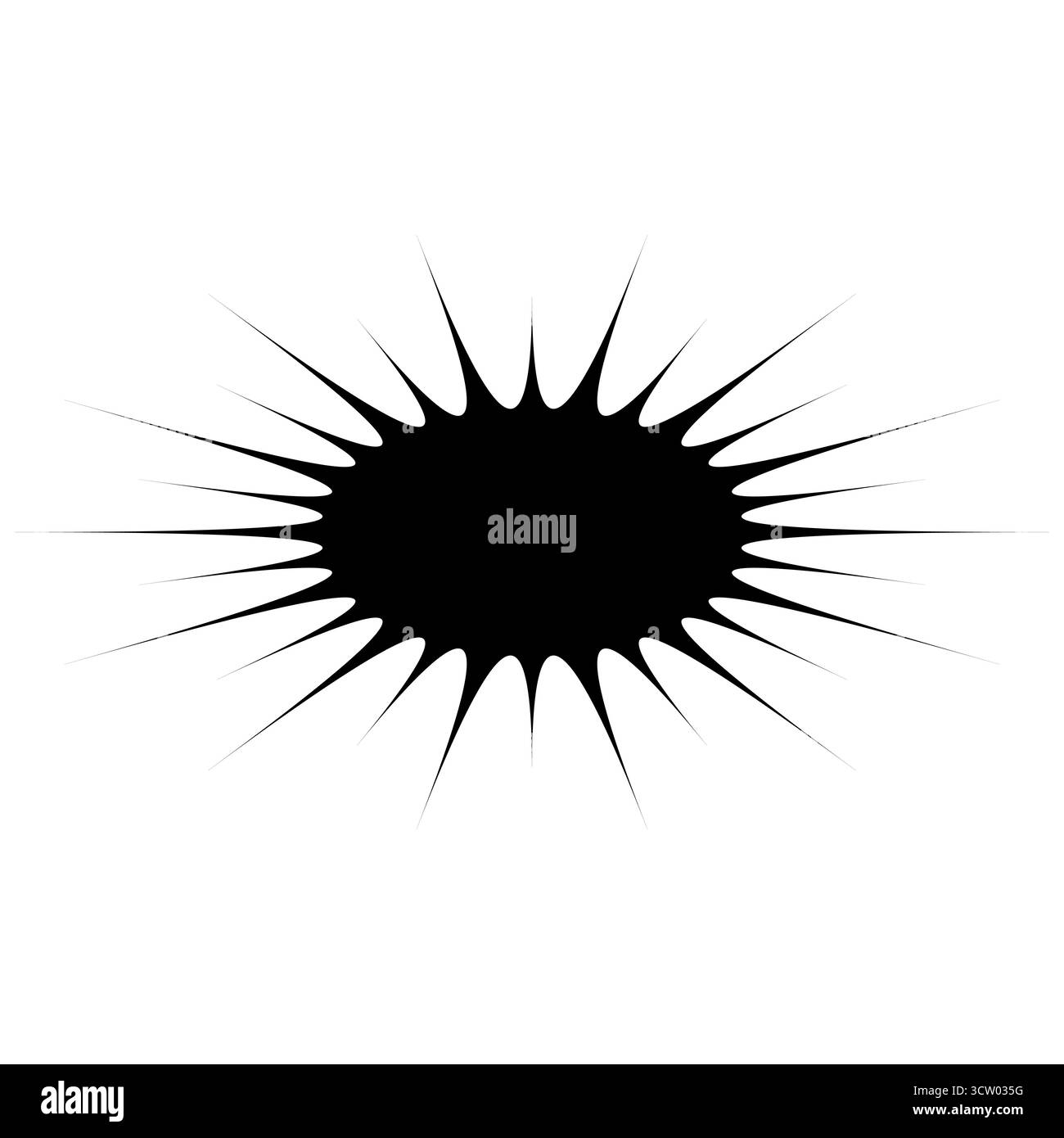 Black starburst shape with pointed rays, attention symbol, radial burst ...