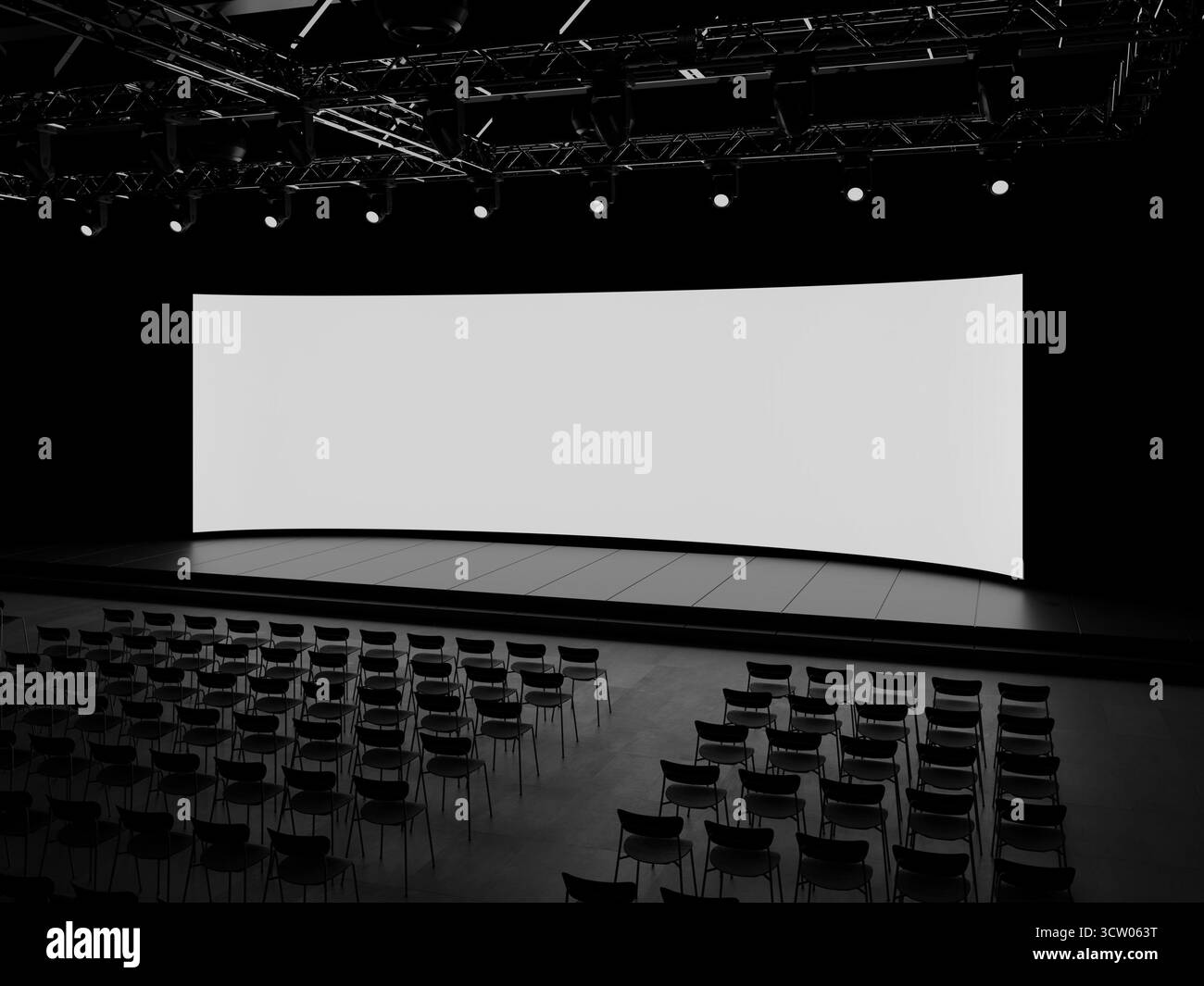 Conference Hall Presentation Mockup on Stage with Seating Stock Photo ...