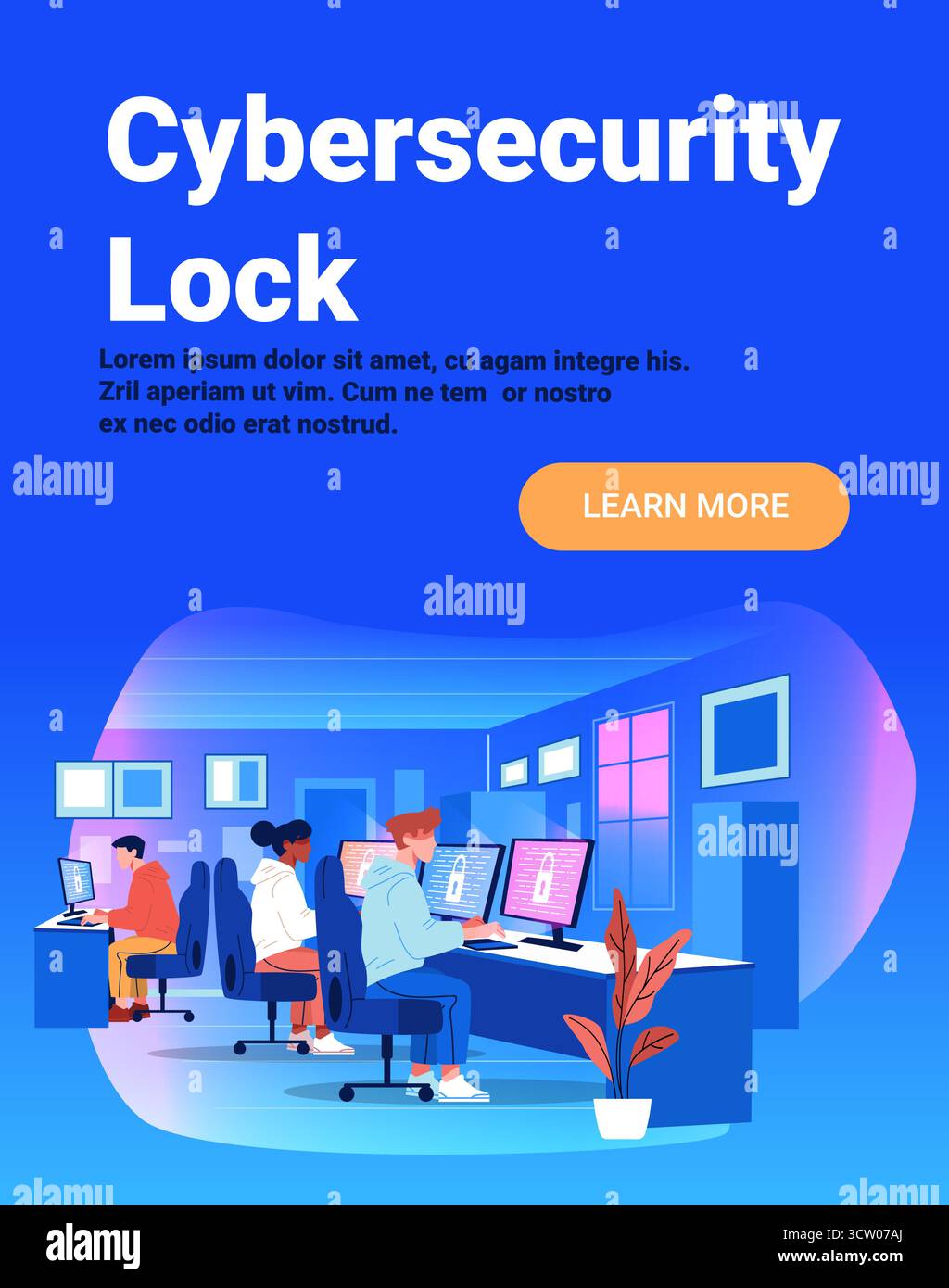 Cybersecurity lock office workers hi-res stock photography and images ...