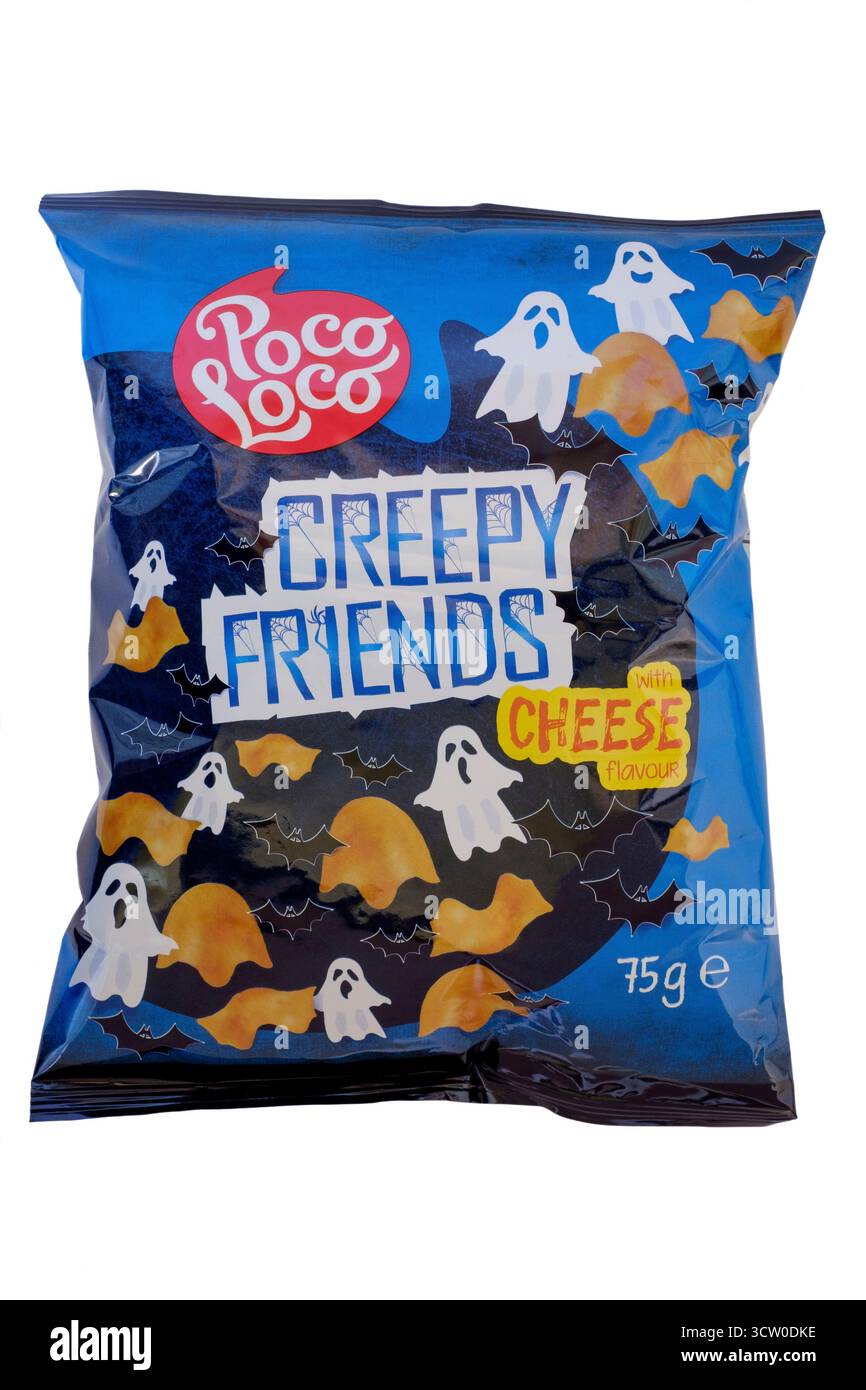 bag of poco loco creepy friends cheese flavour potato crisps chips cut ...