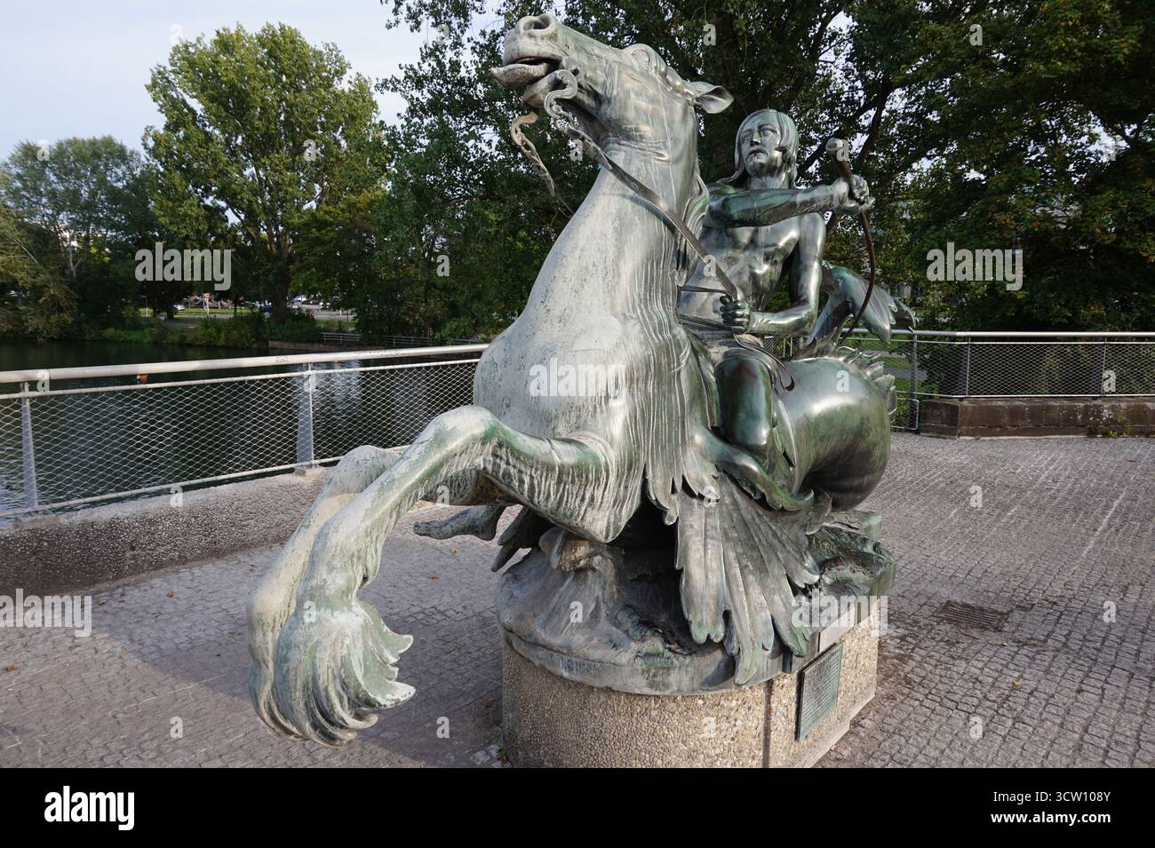 statue and fountain in the form of a sea god (Meergott-Brunnen) at Lake ...