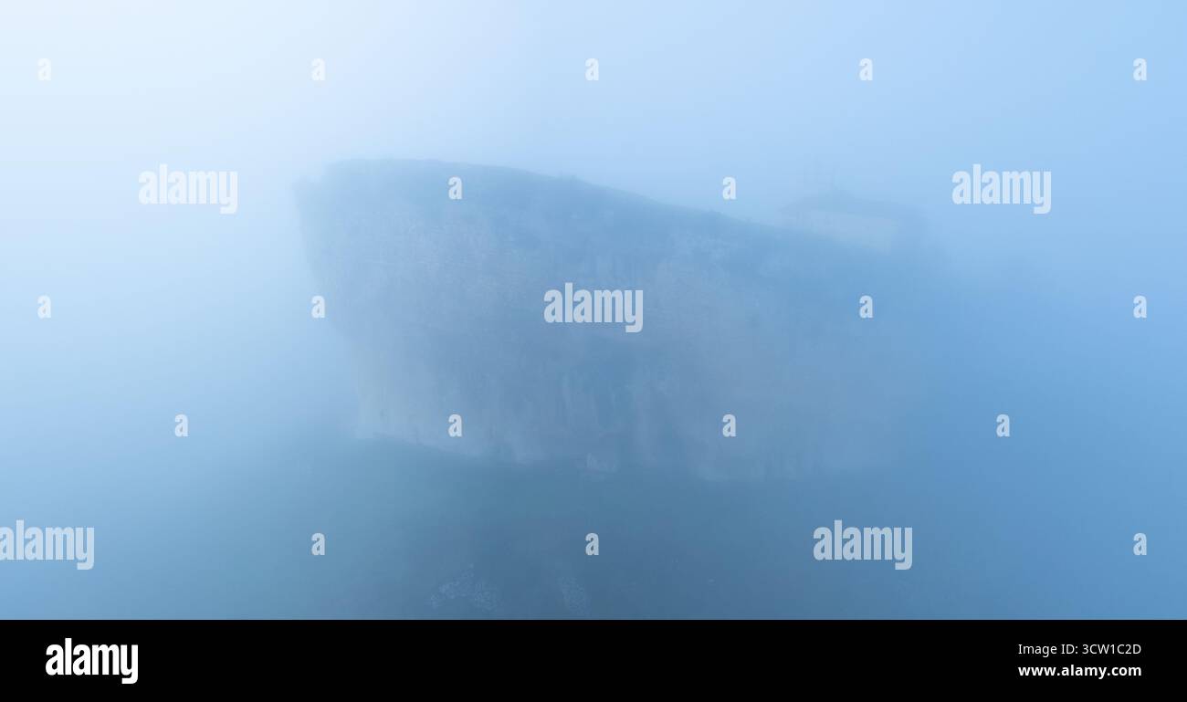 Aerial view from a drone of the Romanesque hermitage of San Pantaleon ...