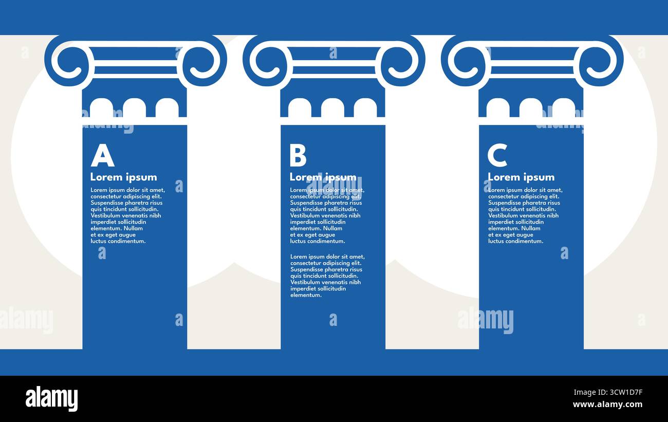 Three Columns Infographic with Ionic Capitals, Business Comparison ...