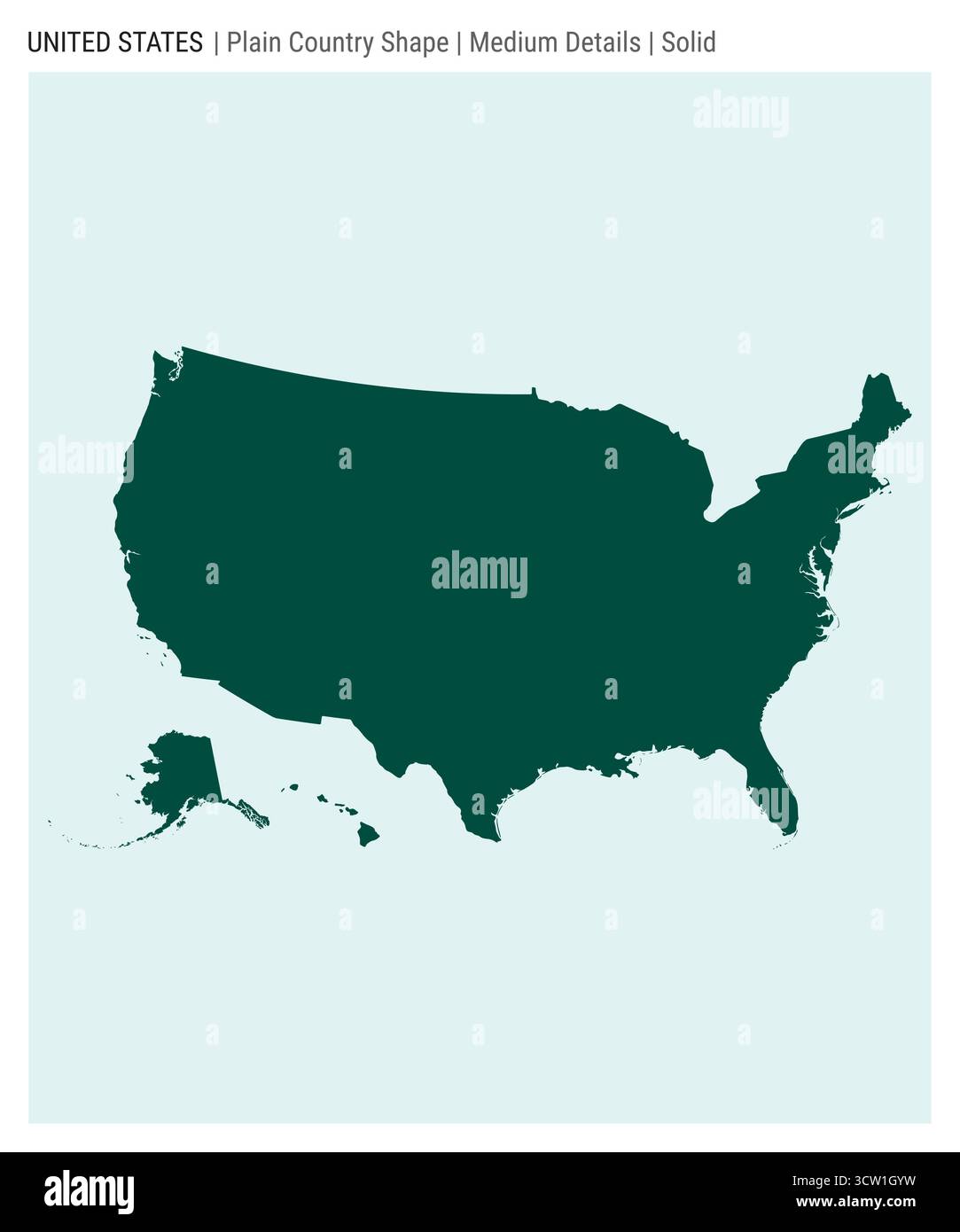 USA plain country map. Medium Details. Solid style. Shape of USA ...