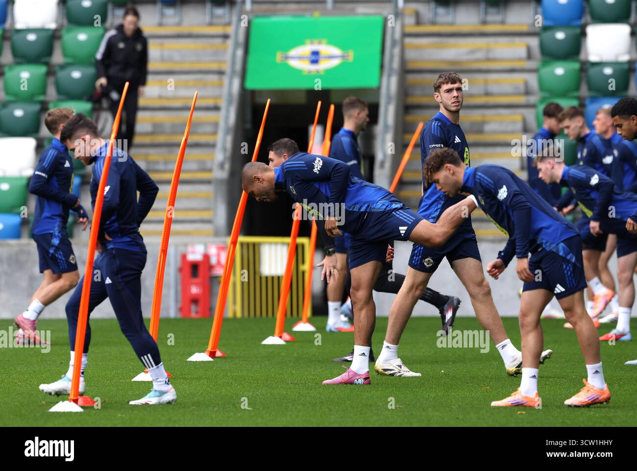 Northern Ireland's Josh Magennis (centre) during a training session at ...