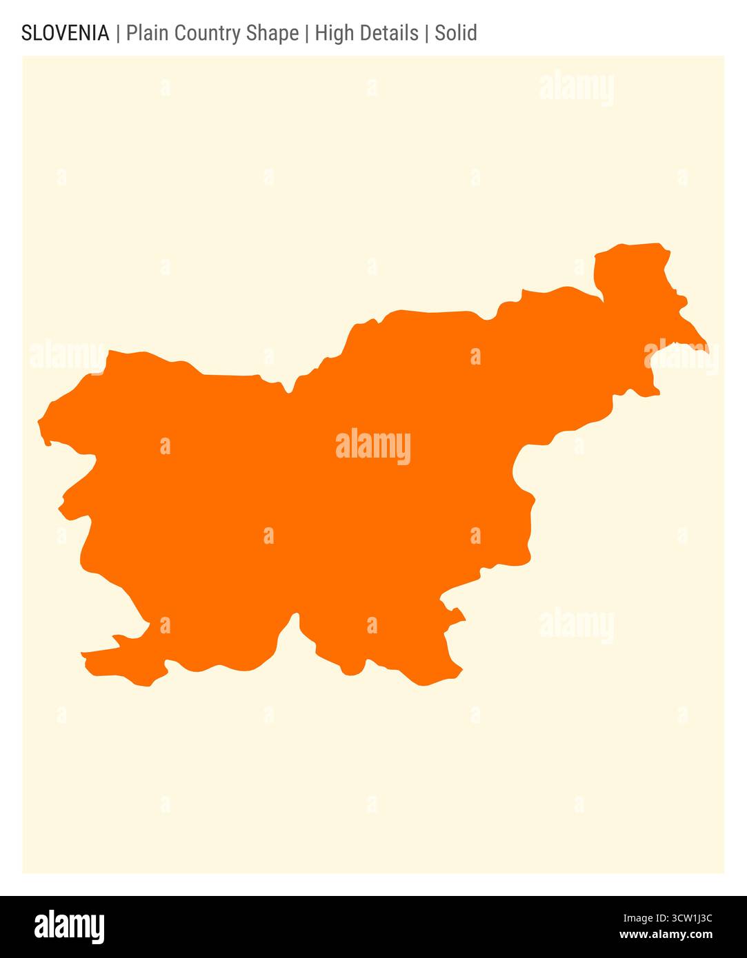 Slovenia plain country map. High details. Solid style. Shape of ...