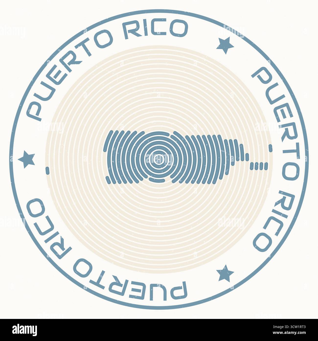 Puerto Rico map with round title. Country shape rings. Puerto Rico text ...