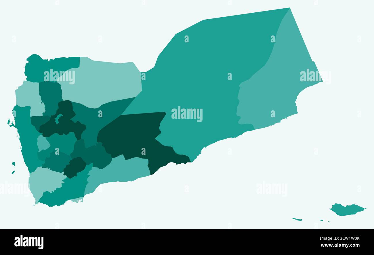 Map of Yemen with regions. Just a simple country border map with region ...