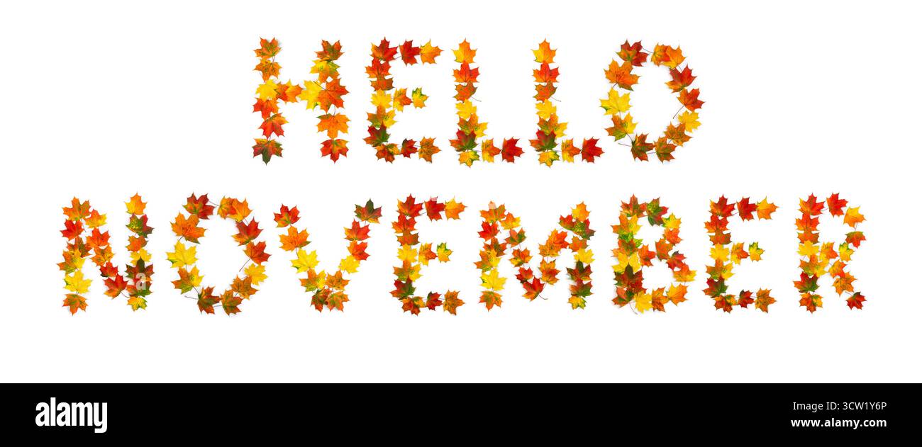Autumn background hello november Cut Out Stock Images & Pictures - Alamy