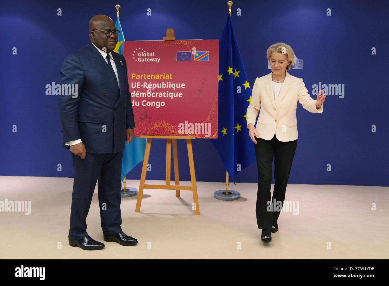 European Commission President Ursula von der Leyen, right, and ...