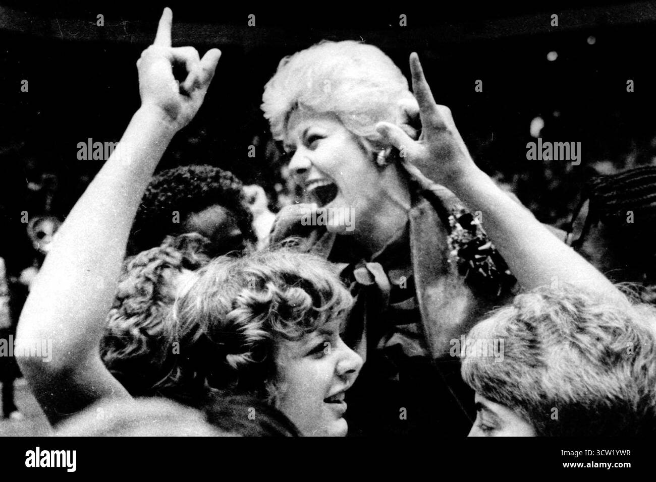 FILE - Louisiana Tech women's basketball coach Sonja Hogg is carried ...