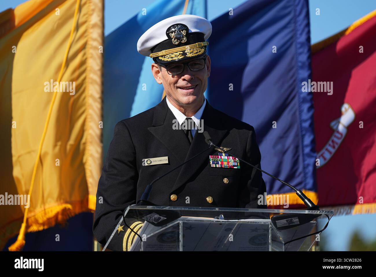 Vice Adm. John Gumbleton speaks during the 250th anniversary of the ...