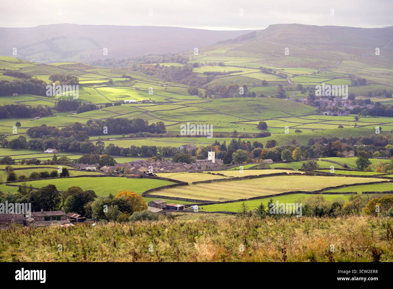 Autumn in Wensleydale in the Yorkshire Dales National Park, with ...
