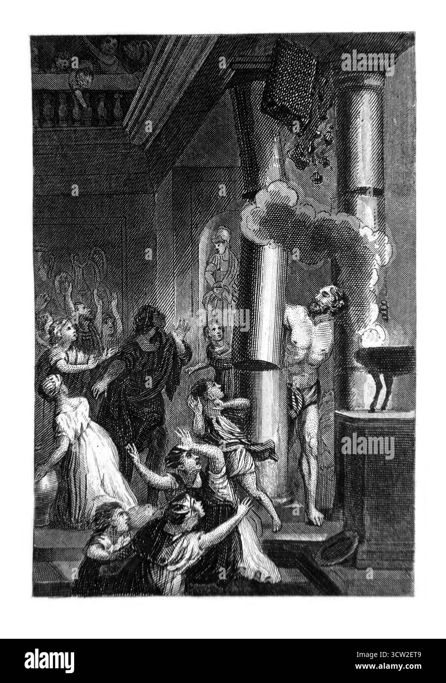 Illustration of the Suicide Of Samson by Grasping the Two Pillars of ...