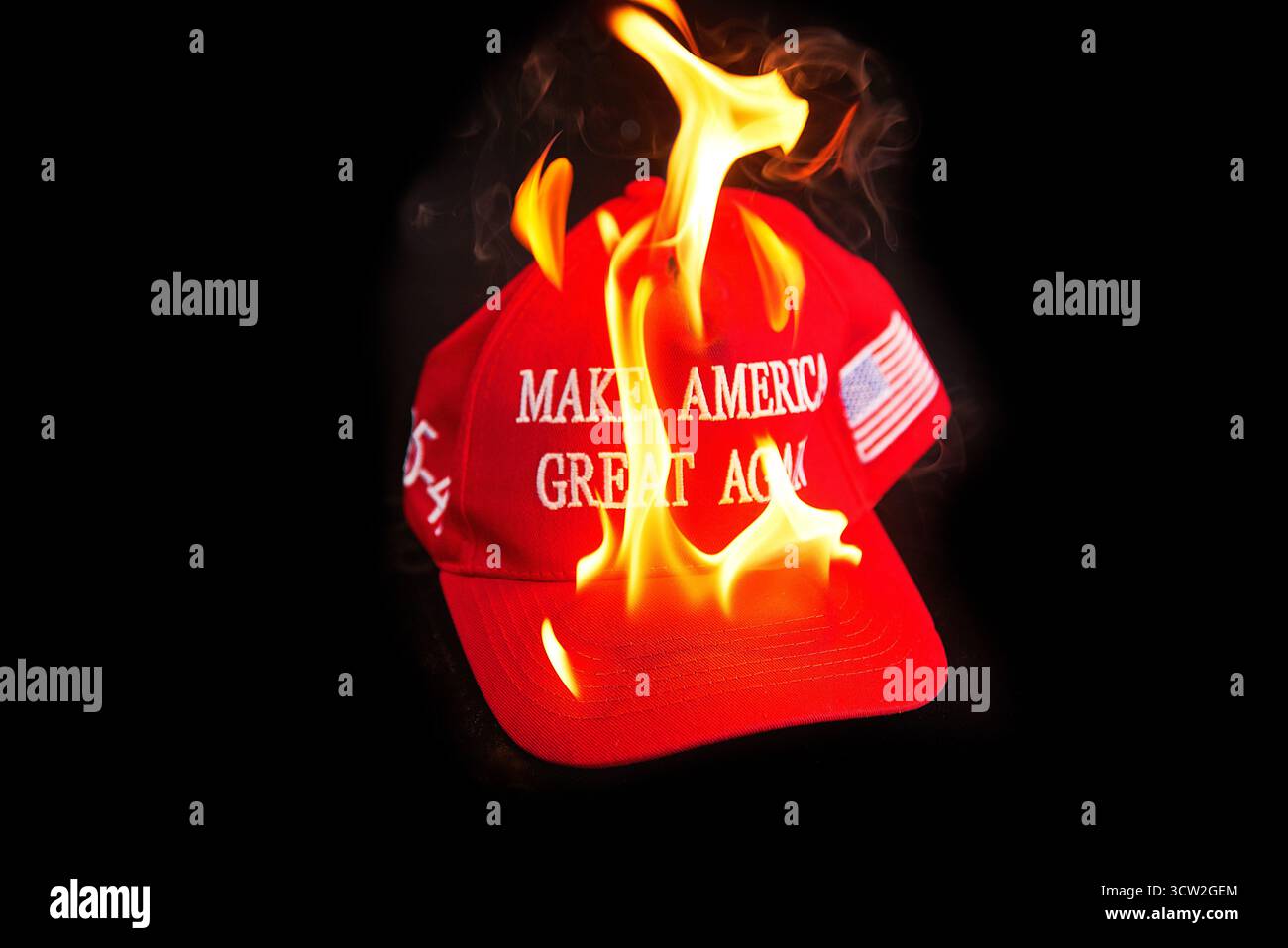 Trump hat on fire Stock Photo - Alamy