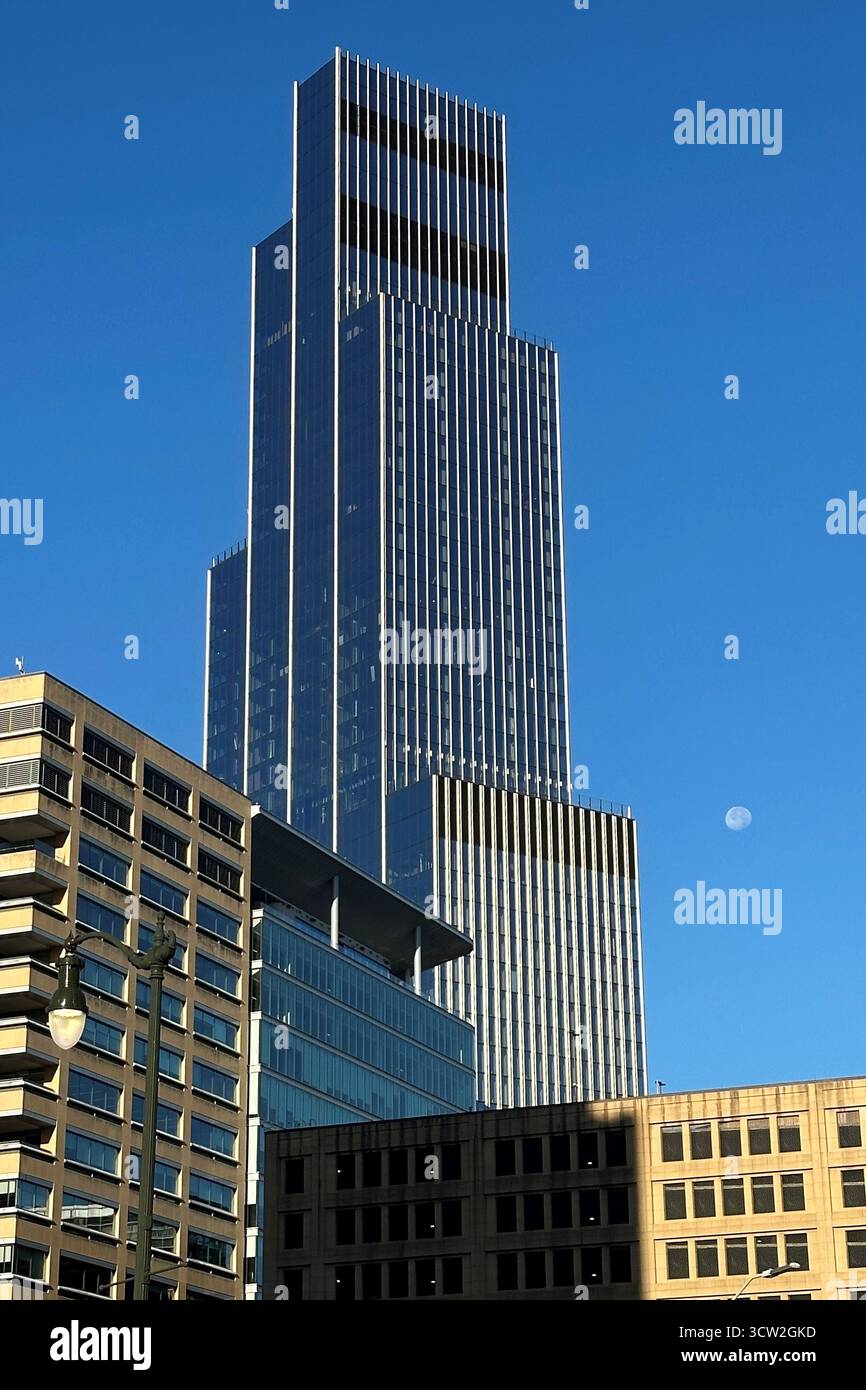 The new Hudson's Detroit building tower in downtown Detroit is shown on ...