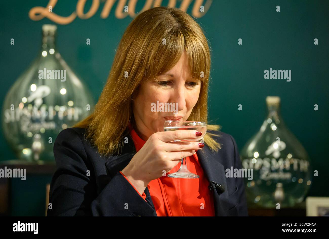 Chancellor of Exchequer Rachel Reeves tasting a gin during a visit to ...