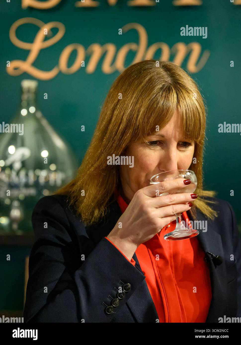 Chancellor of Exchequer Rachel Reeves tasting a gin during a visit to ...