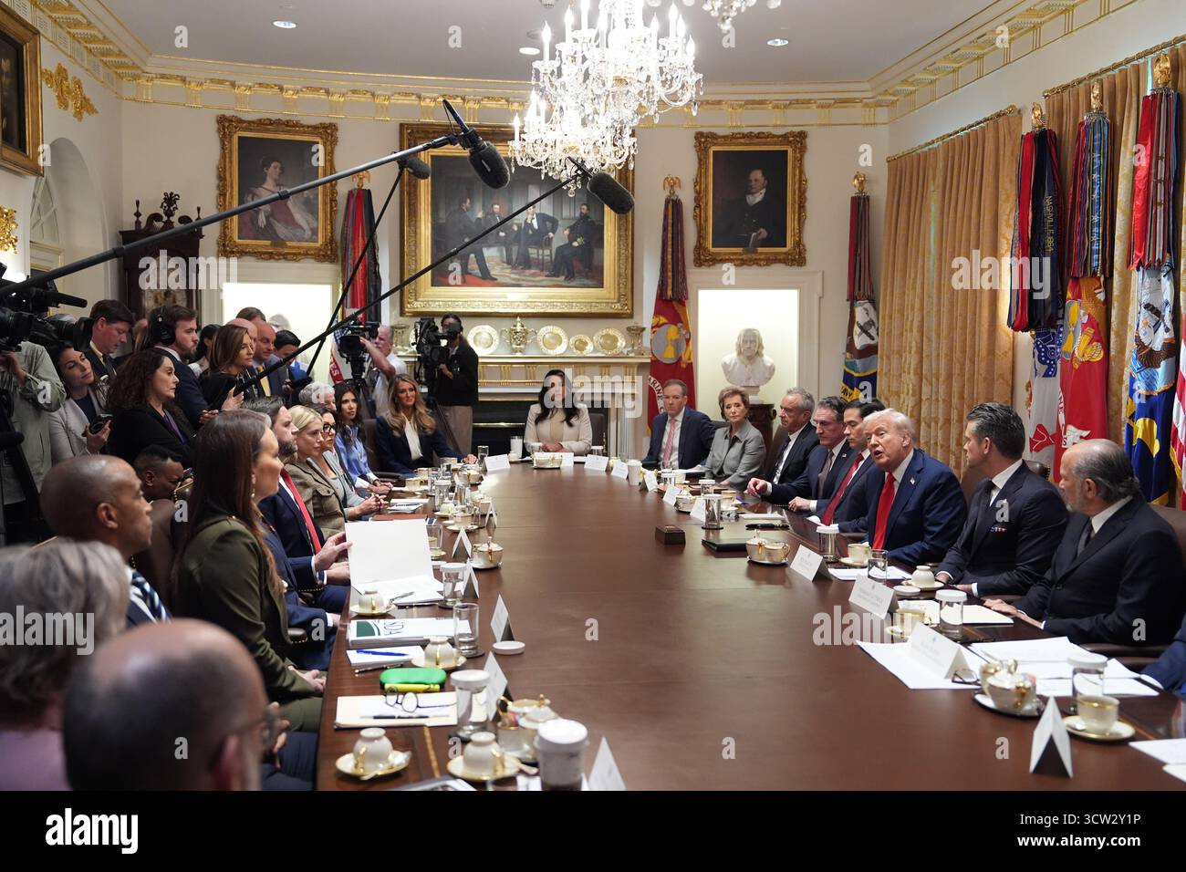 President Donald Trump speaks during a cabinet meeting at the White ...