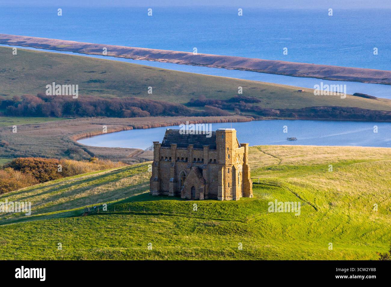 Abbotsbury, Dorset, UK. 9th October 2025. UK Weather: Aerial view of St ...