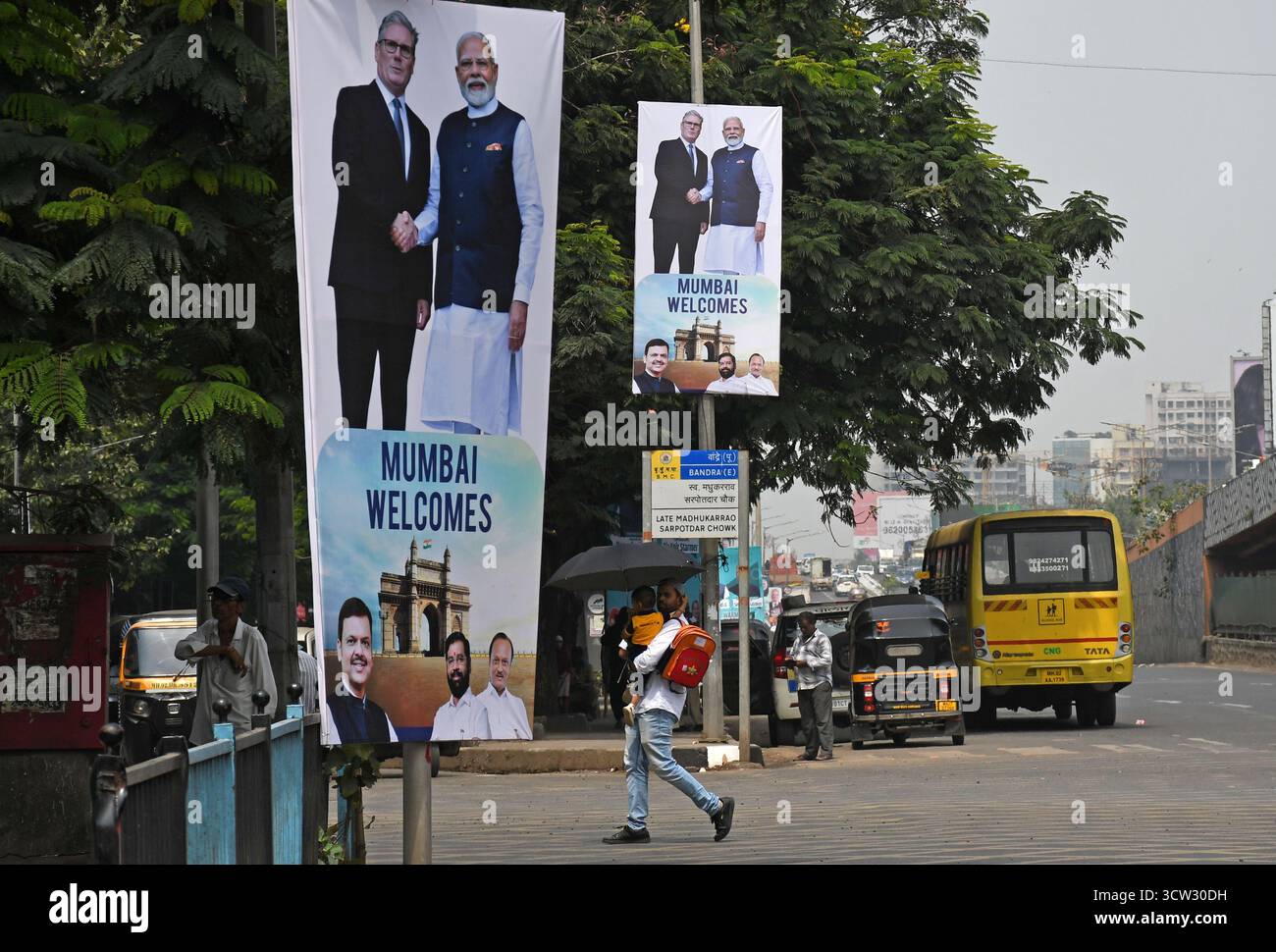 Posters of Indian Prime Minister Narendra Modi welcoming his ...
