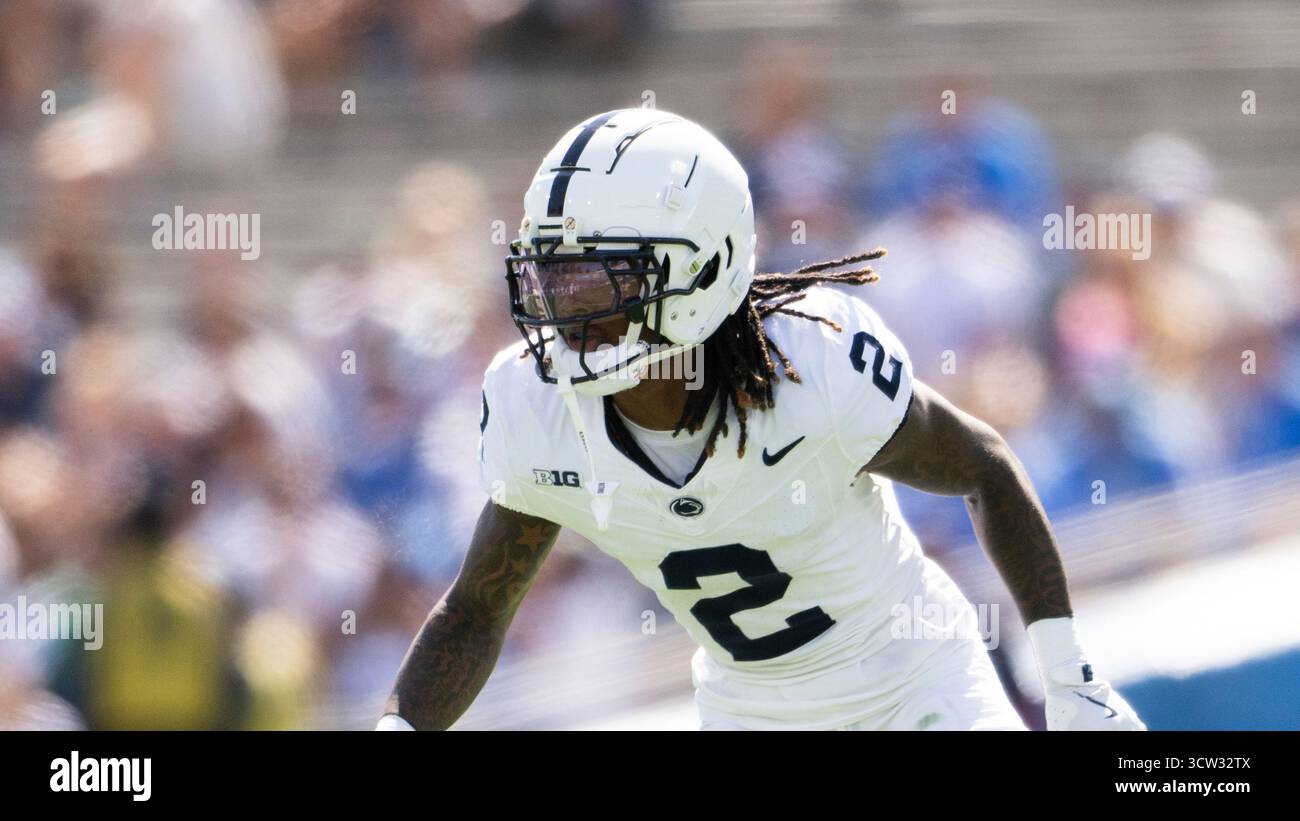 Penn State cornerback Audavion Collins (2) takes his stance during an ...