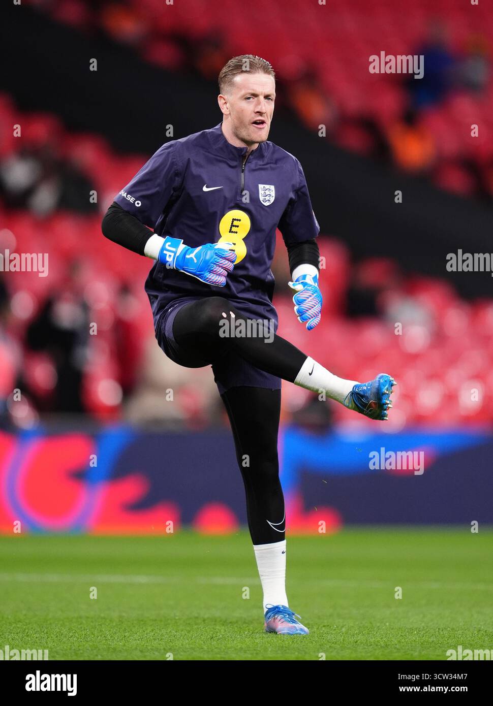 England goalkeeper Jordan Pickford warming up before the international ...