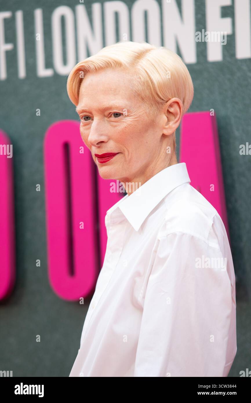 London, United Kingdom. 9th October 2025, Tilda Swinton on the red ...