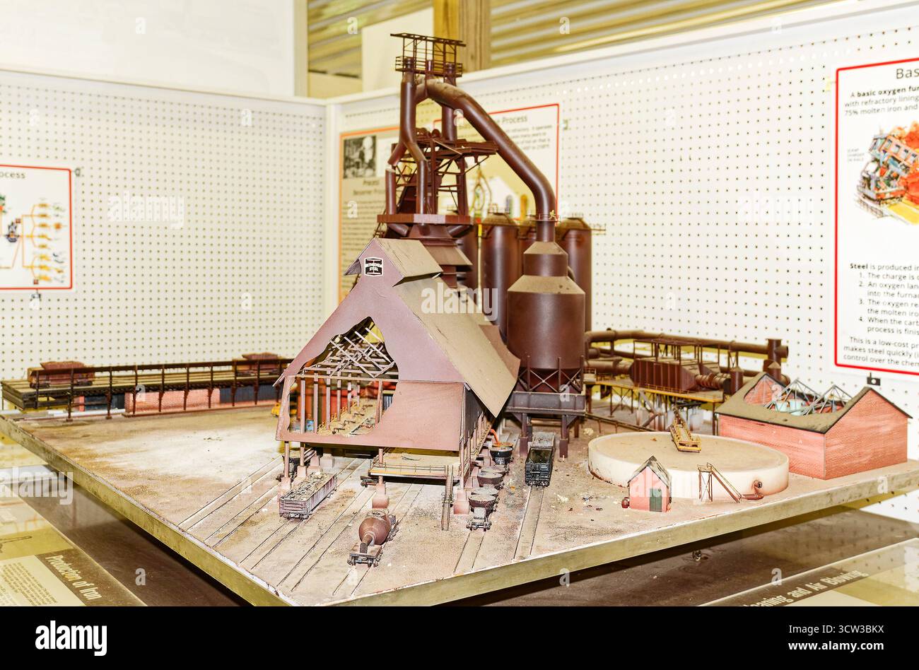 model of old steel plant, industry, explanatory signs, National Iron ...