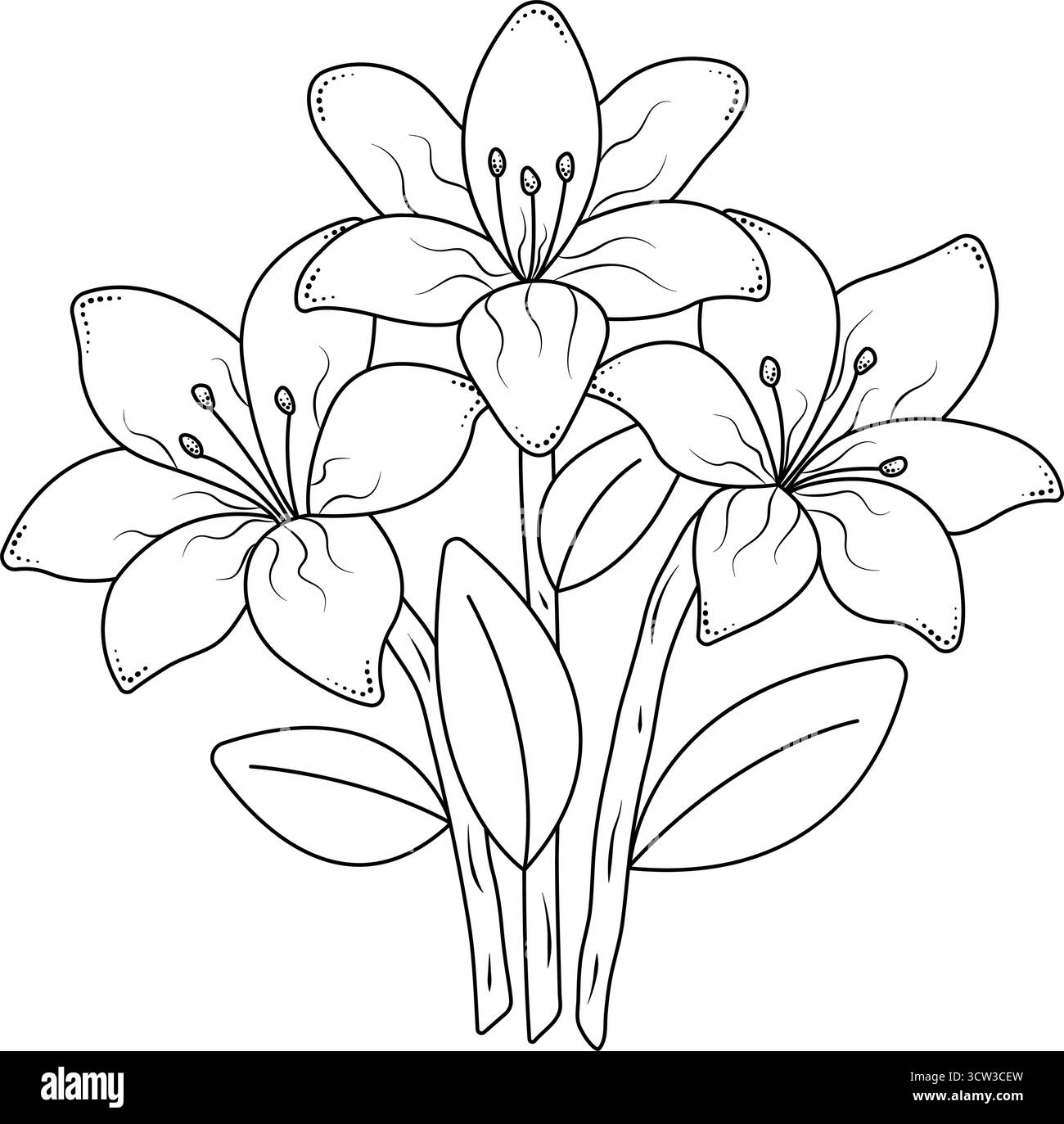 Bouquet of lilies coloring page Cut Out Stock Images & Pictures - Alamy