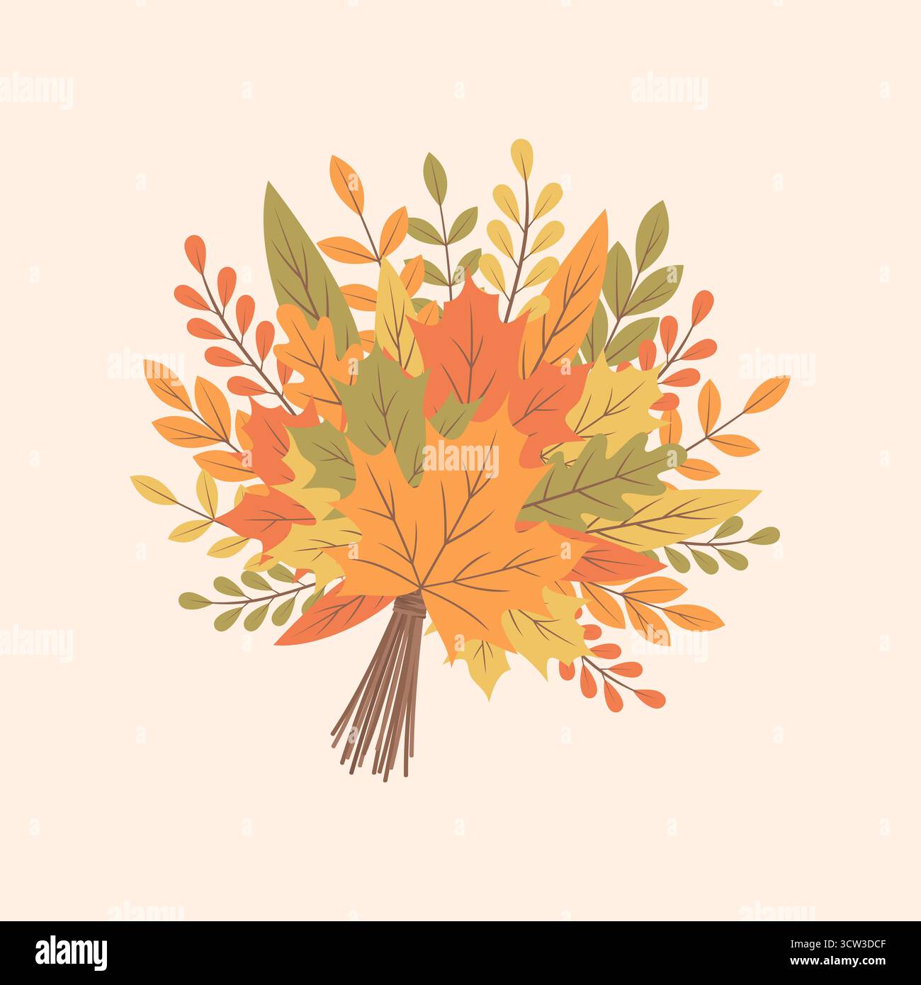Bouquet of colorful autumn leaves, flat vector illustration Stock ...
