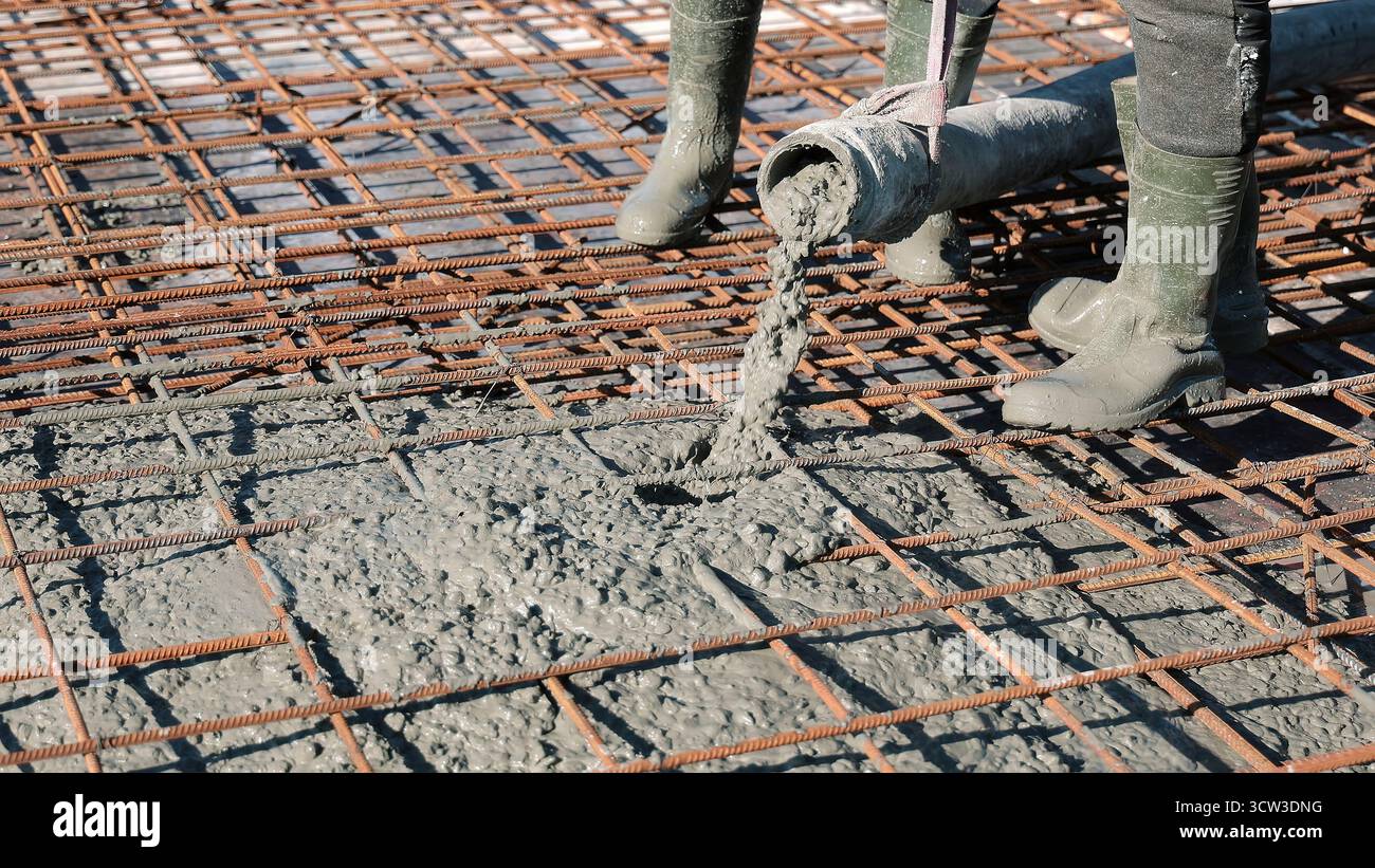 Construction workers preparing rebar floor hi-res stock photography and ...