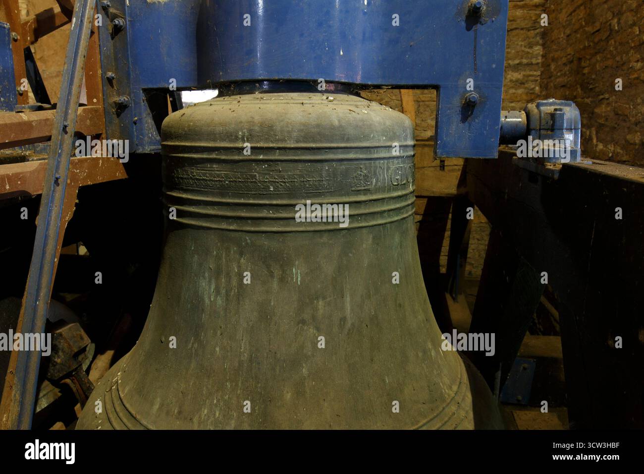 Headstock and markings at thwe top of a church bell Stock Photo - Alamy
