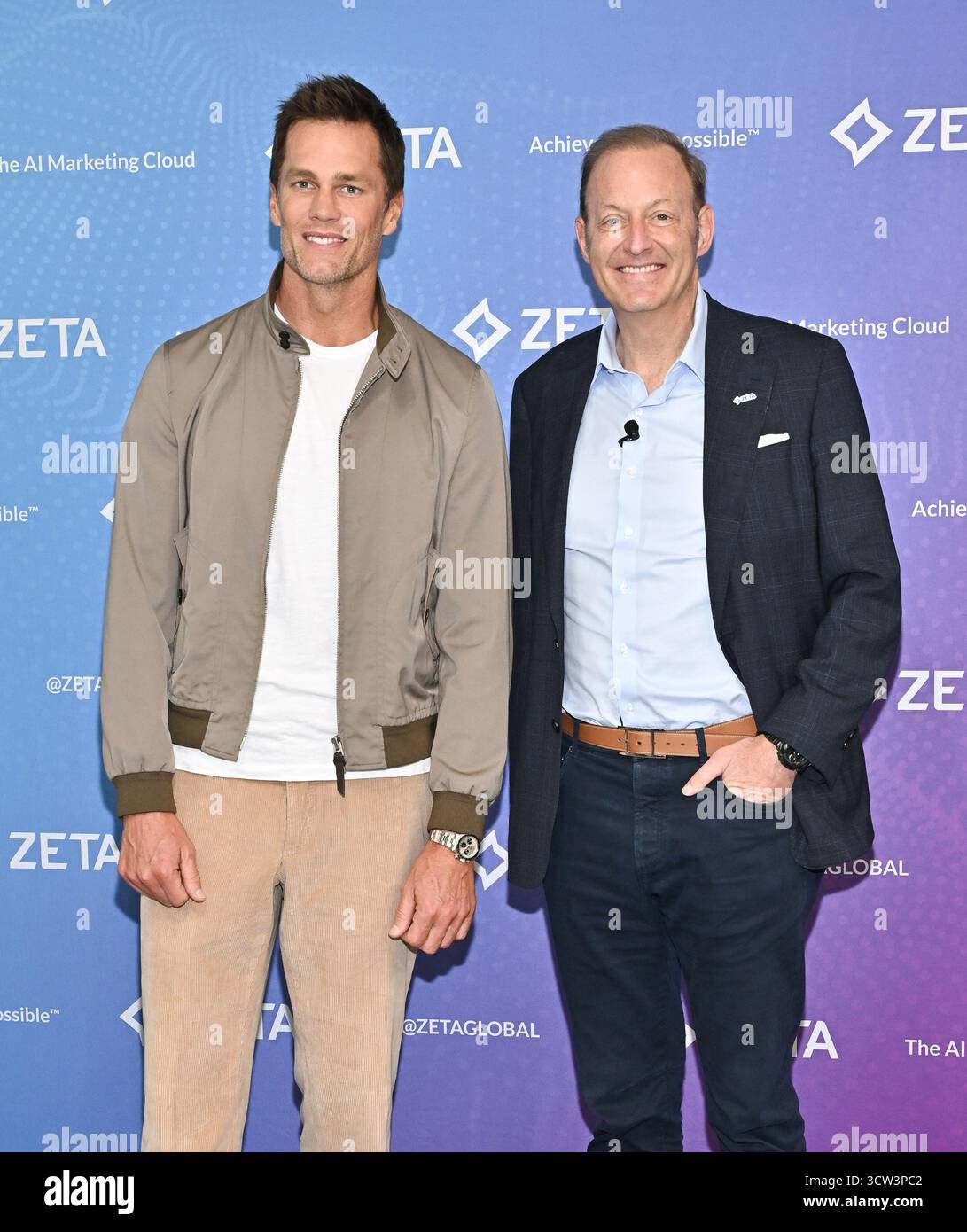 Tom Brady, left, and Zeta Global co-founder and CEO David A. Steinberg ...