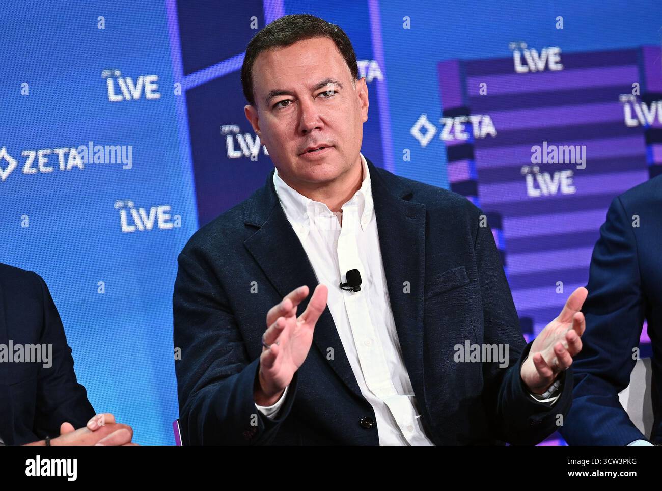 Yahoo CEO Jim Lanzone speaks at the Zeta Live conference at Center415 on Thursday, Oct. 9, 2025 ...