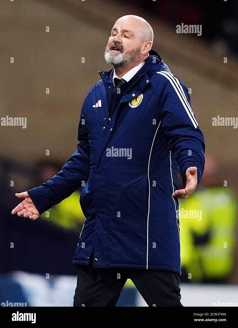 Scotland manager Steve Clarke gestures on the touchline during the FIFA ...