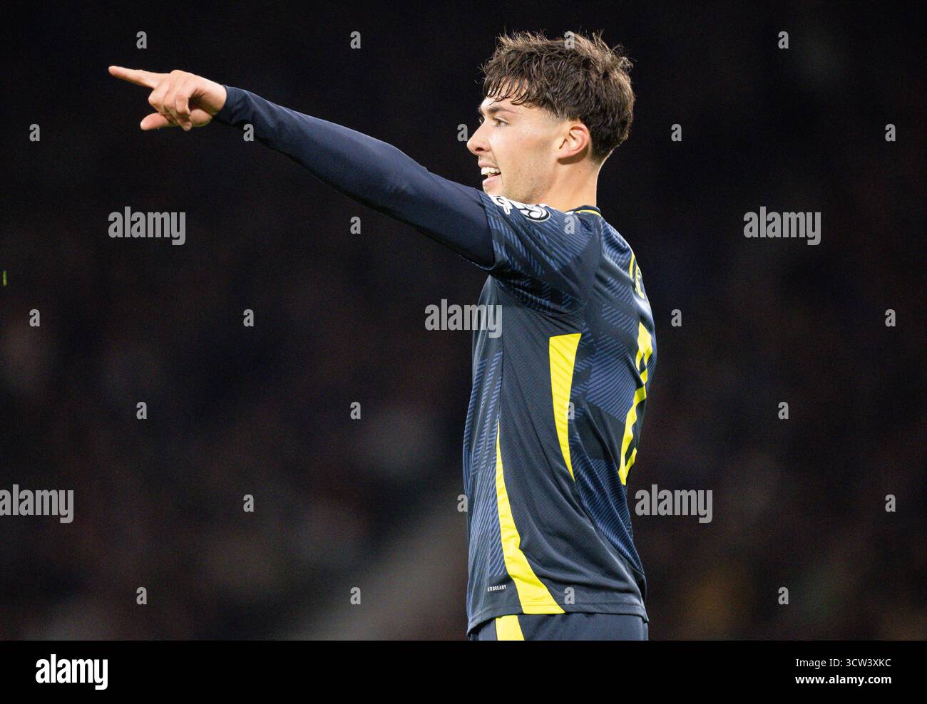 GLASGOW, SCOTLAND - OCTOBER 09: Scotland's Aaron Hickey in action ...
