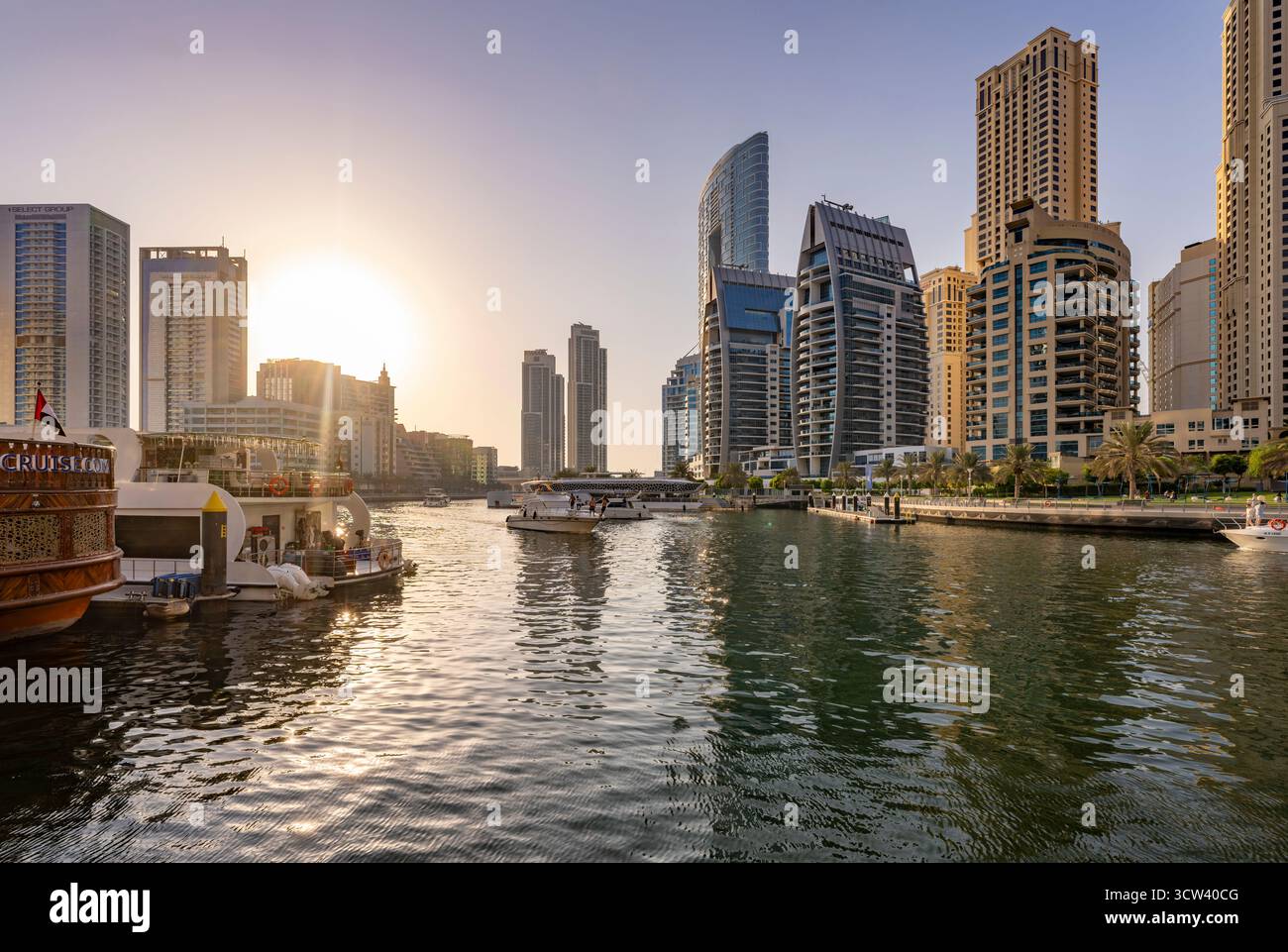 Dubai skyline in sunset hi-res stock photography and images - Alamy