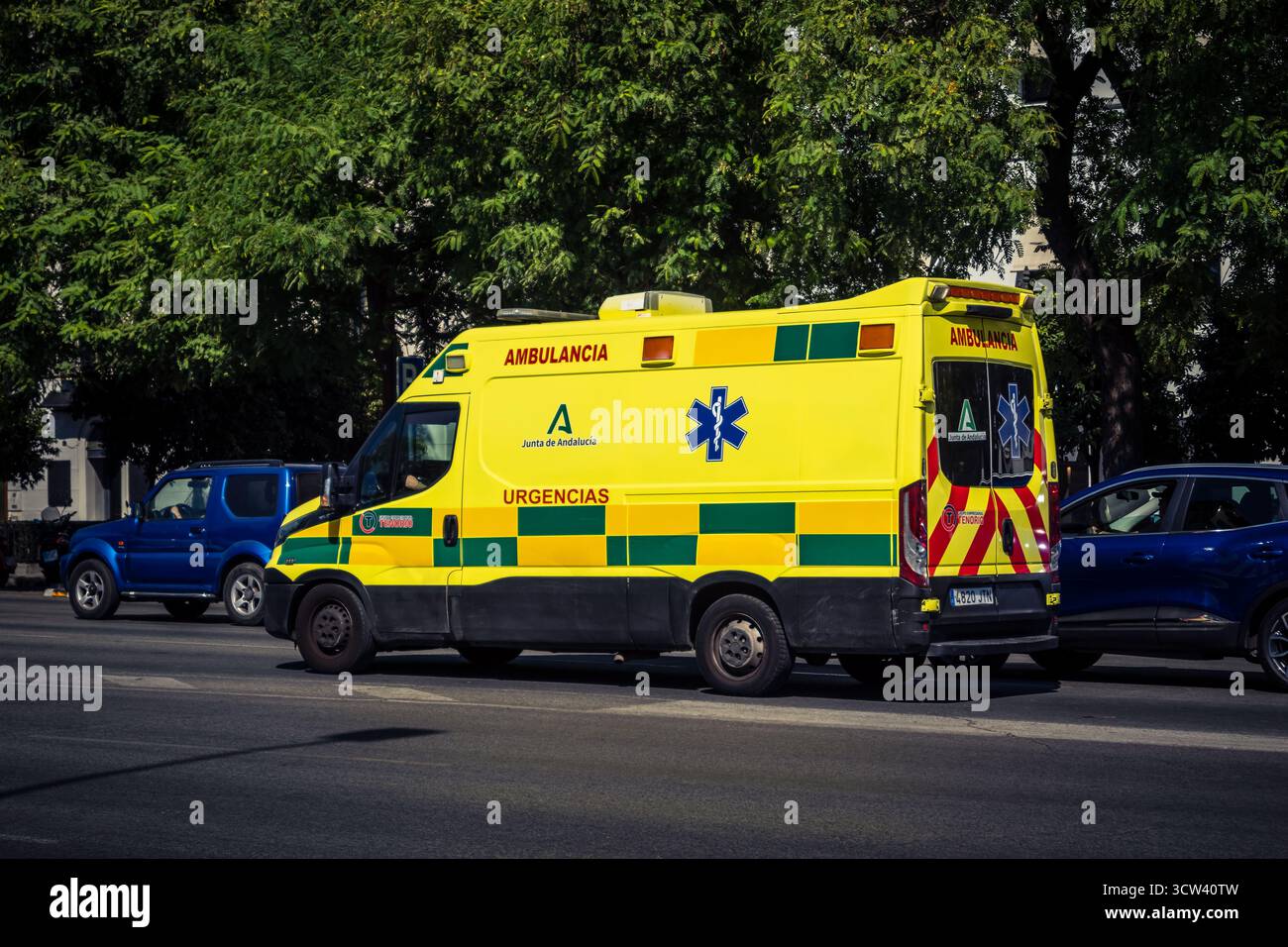 Seville, Spain, September 30, 2025 Ambulance in the streets of Seville ...