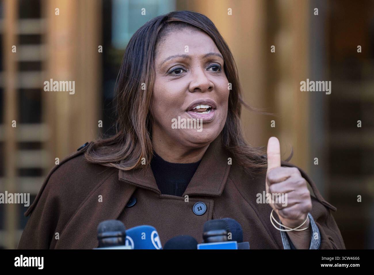 FILE - New York Attorney General Letitia James speaks during a news ...