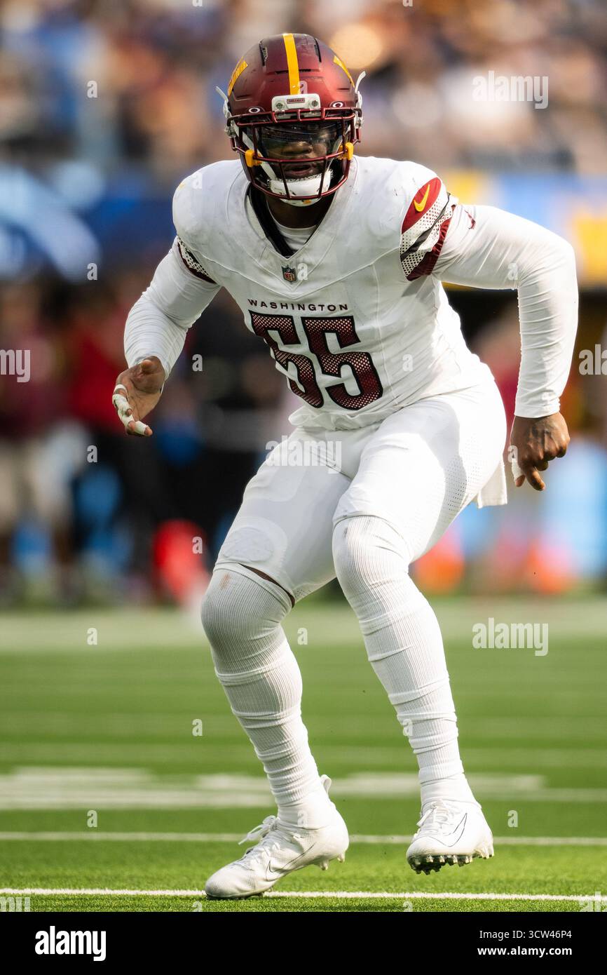 Washington Commanders defensive end Jacob Martin (55) takes his stance ...