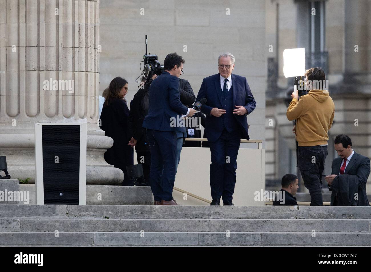 Richard Ferrand arrives at the Pantheon during an induction ceremony of ...