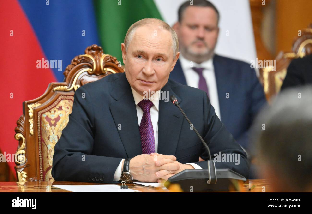 Dushanbe, Tajikistan. 09th Oct, 2025. Russian President Vladimir Putin ...